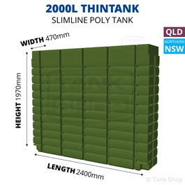 Slimline Poly Water Tanks - 1000L, 2000L, 2500L, 3000L & 5000L Slimline ...