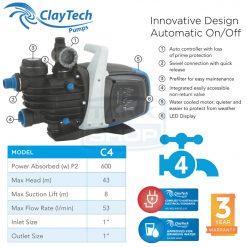 ClayTech C-Series - ClayTech Rainwater Pumps - Tank Shop