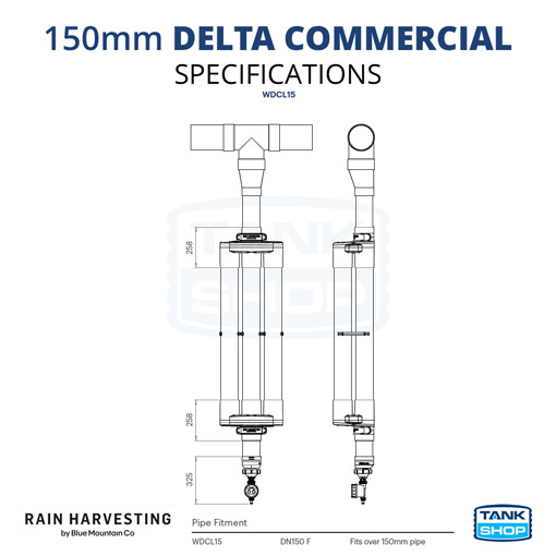 150mm First Flush Delta Commercial Diverter (Rain Harvesting) - WDCL15 ...