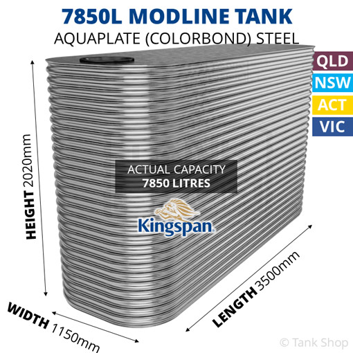 7850 Litre Modline AQUAPLATE Steel Water Tank - 7850L Kingspan Tank ...
