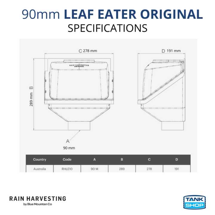 90mm Leaf Eater Original with The Hood RHLE10 (Rain Harvesting) - Tank Shop