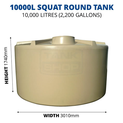 Q Tank "Rural" 10000L Round Poly Squat Tank (2200 Gal) - Tank Shop